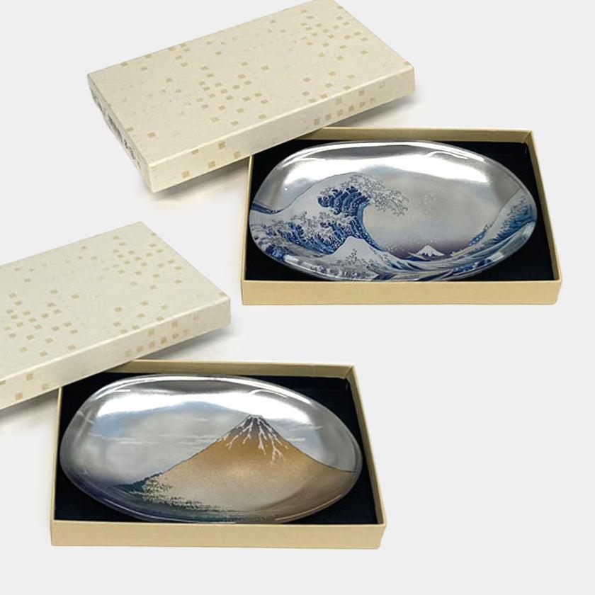 [TRAY] KATSUSHIKA HOKUSAI GLASS (SILVER) | KANAZAWA GOLD LEAF | HAKUICHI ｜Made in Japan products ...