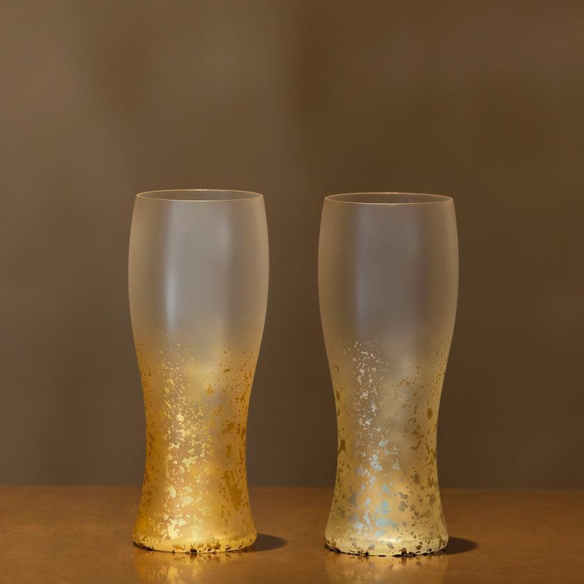 [GLASS] STARDUST AKARI BEER GLASS | KANAZAWA GOLD LEAF | HAKUICHI ｜Made ...