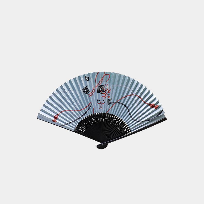 [HAND FAN] BLUE KUMADORI (KABUKI MAKE UP) | NAGOYA FOLDING FAN ...