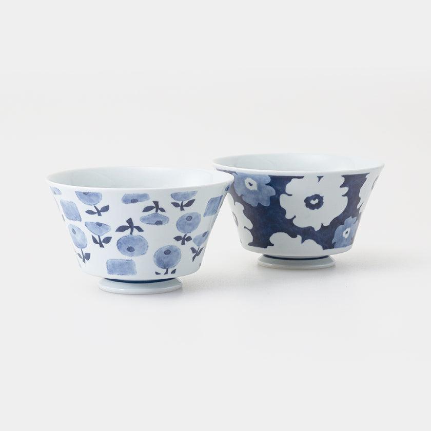 [BOWL SETS] INDIGO FLOWER PAIR | HASAMI WARES| SAIKAI TOKI ｜Made in ...