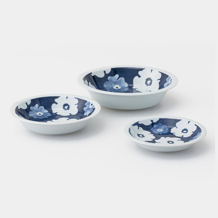 [DISH SETS] INDIGO FLOWER (S & M & L) SET OF 3 | HASAMI WARES| SAIKAI ...