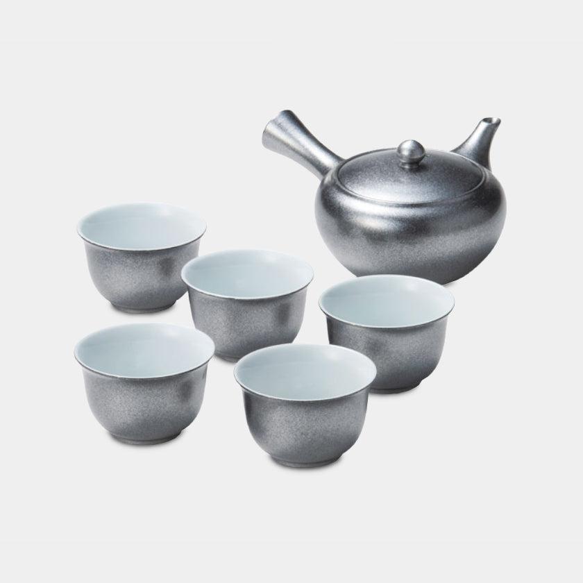 [TEA CUP] LACQUER BLACK SILVER TEAPOT & CUP SET | MINO WARES | MARUMO ...