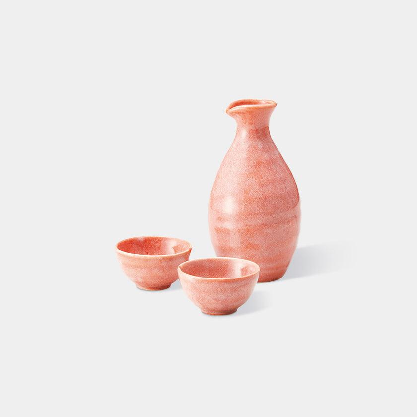[SAKE BOTTLE & CUP SET] PRETTY MILKY PINK (3 PIECES) | MINO WARES | MA ...