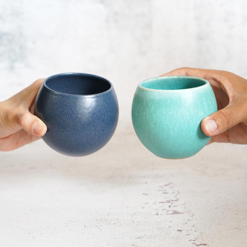 [CUP SET] TURQUOISE BLUE & INDIGO MATTE | OTANI WARE | OTANIYAKI TAMUR ...