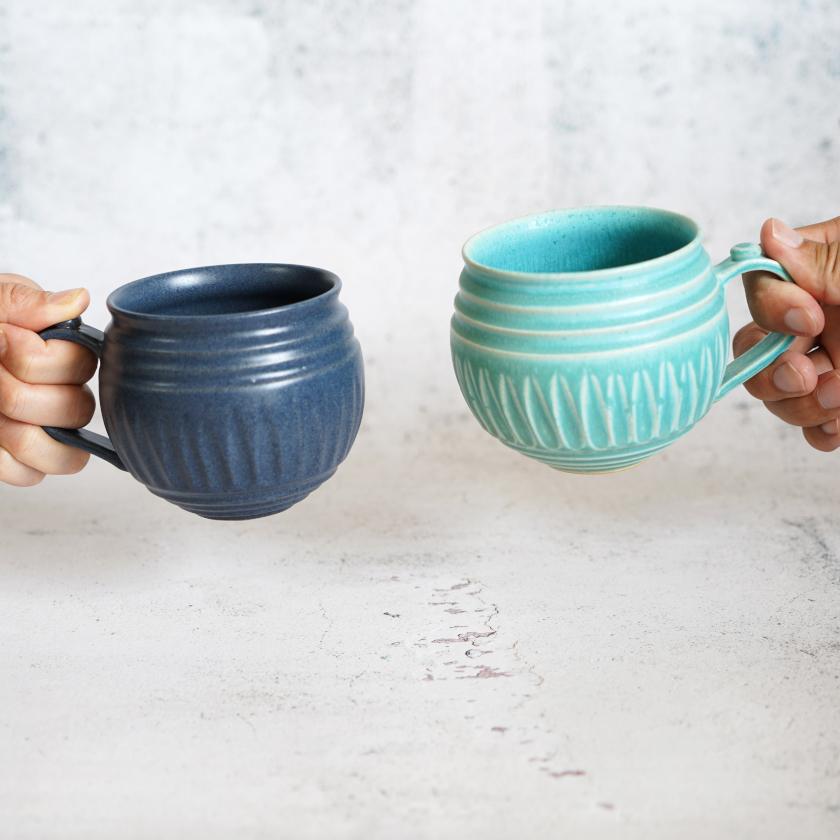 [MUG 2 PIECES SET] TURQUOISE BLUE & INDIGO MATTE | OTANI WARE | OTANIY ...