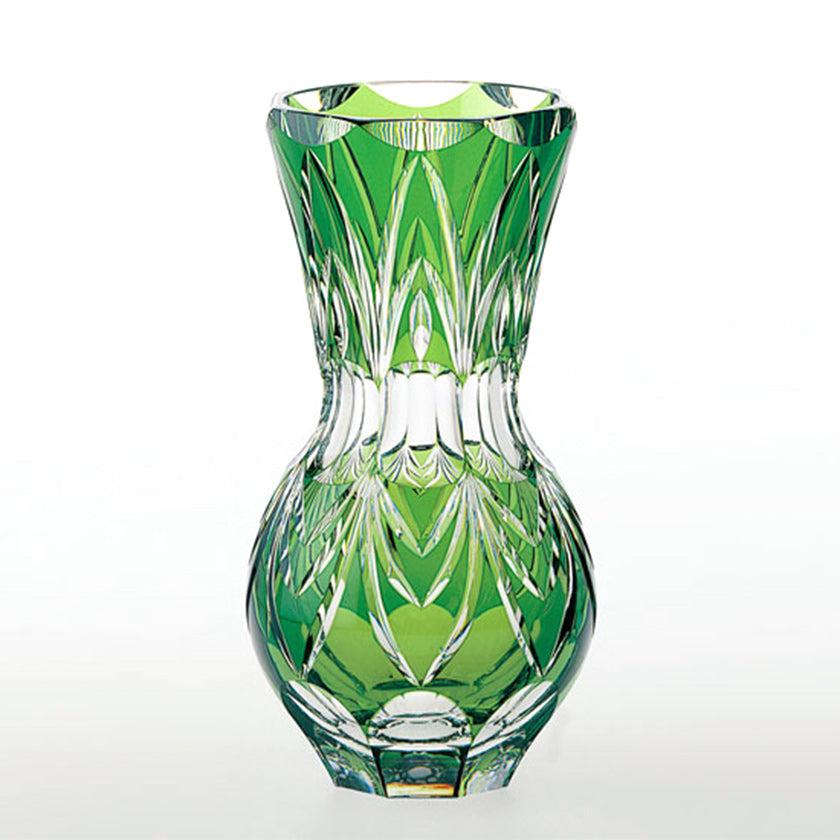 [VASE] GREEN | CRYSTAL GLASS | KAGAMI CRYSTAL ｜Made in Japan products BECOS
