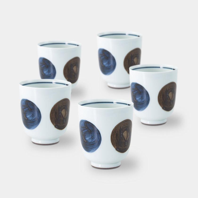 [TEA CUP SETS] SABI ROUND PATTERN SET OF 5 LIGHT (L) (BLUE) | HASAMI W ...