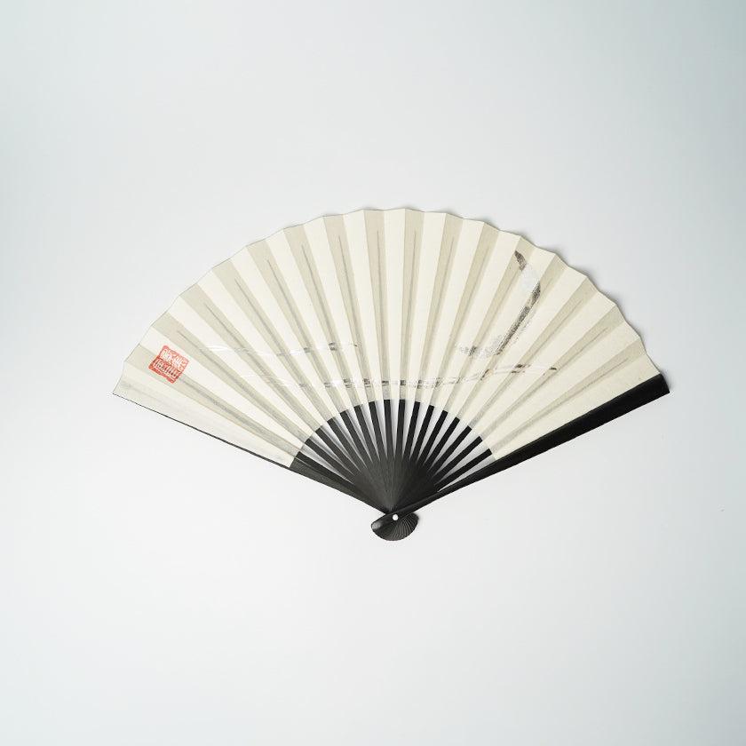 [HAND FAN] CRESCENT MOON (WHITE) SILVER LEAF | KARAKAMI (JAPANESE PAPE ...
