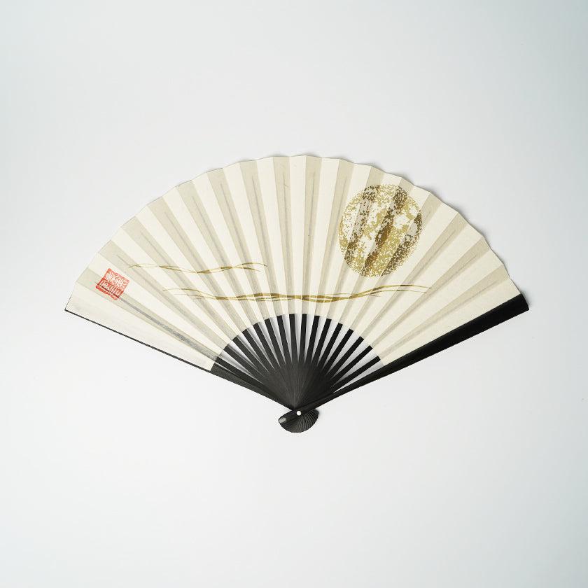 [HAND FAN] FULL MOON (WHITE) BRONZE | KARAKAMI (JAPANESE PAPER)｜KEIBIF ...