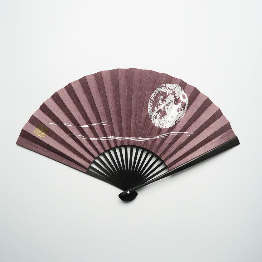 [HAND FAN] FULL MOON (PURPLE) SILVER LEAF | KARAKAMI (JAPANESE PAPER)E ...