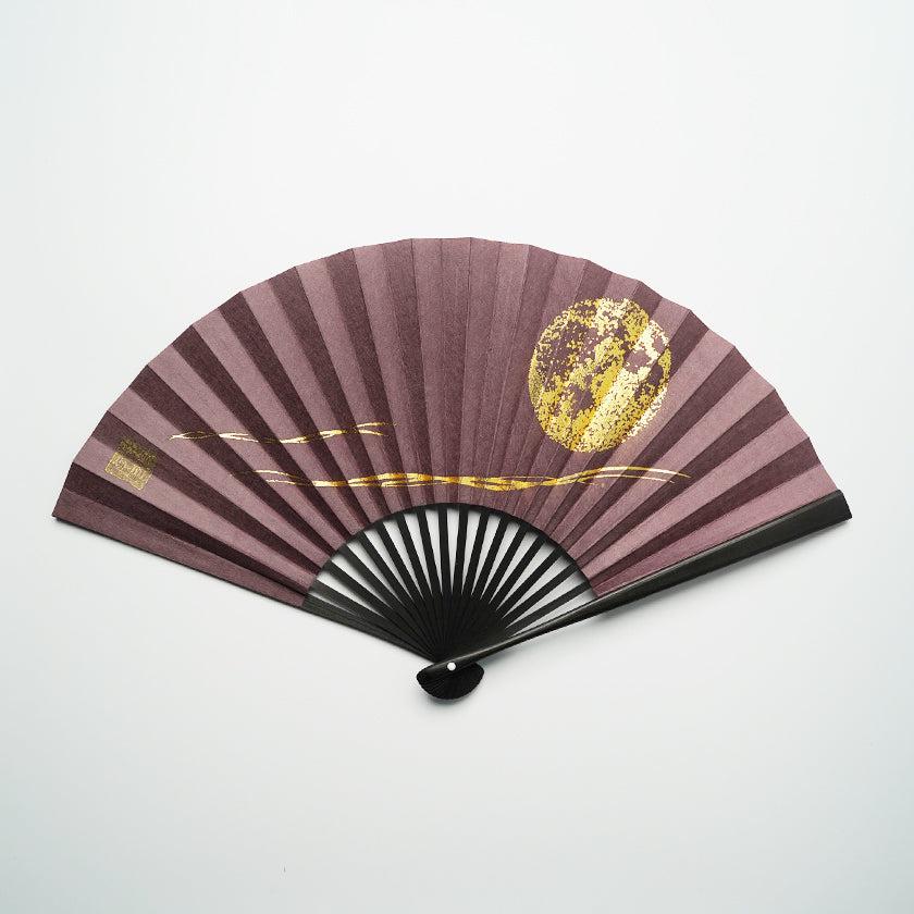 [HAND FAN] FULL MOON (PURPLE) GOLD LEAF | KARAKAMI (JAPANESE PAPER)EKE ...