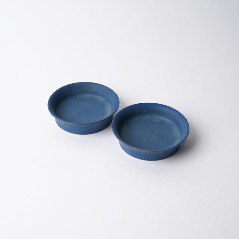[SMALL DISH] MATTE RIM PLATE ROUND (SS) BLUE PAIR SET | KYOTO-KIYOMIZU ...