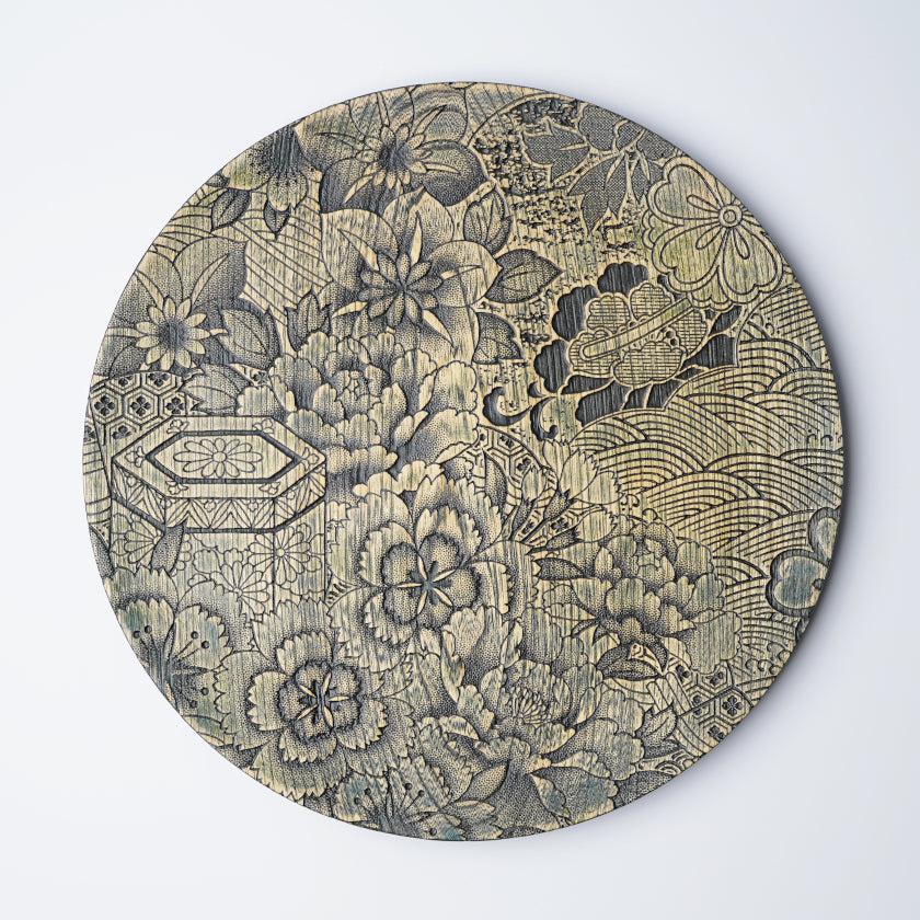 [LARGE PLATE (PLATTER)] KYO-YUZEN - BLACK | PRINTING AND KYO-YUZEN ENG ...